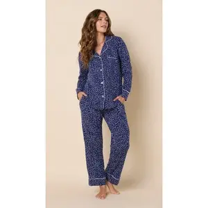 THE CAT'S PAJAMAS Pima Knit Pajama Set Conversational - Confetti Dot Navy