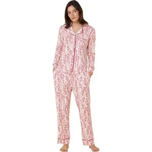THE CAT'S PAJAMAS Pima Knit Pajama Set Conversational - Dreamy Hearts Ivory