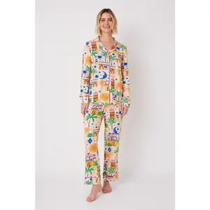 THE CAT'S PAJAMAS Striped Pima Knit Pajama Set - Moroccan Magic