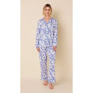 THE CAT'S PAJAMAS Striped Pima Knit Pajama Set Palmera