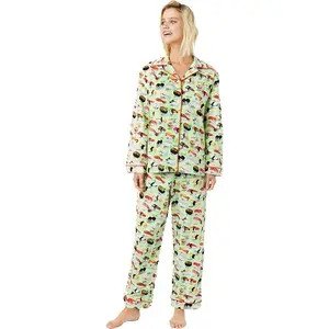 THE CAT'S PAJAMAS Pima Knit Pajama Set Sushi Wasabi