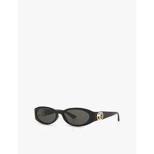 Gucci Gg1660s Oval-frame Sunglasses - Black