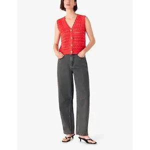 Whistles Pointelle V-neck Cotton Tank