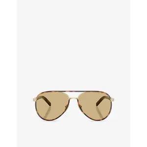 Prada Pilot-Frame Steel Sunglasses Gold
