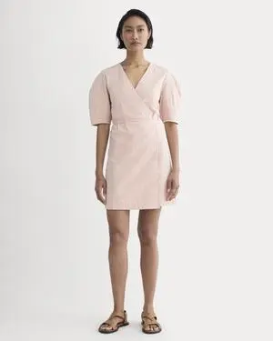 Everlane Seersucker Mini Wrap Dress - Soft Orange