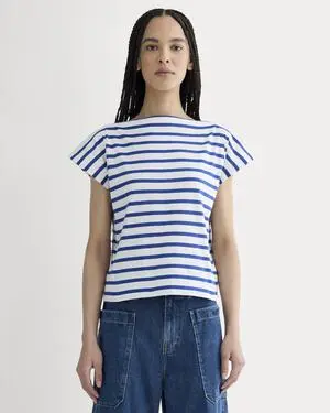 Everlane Oversized Muscle T-shirt - Bone/mazarine Blue