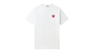 Play Comme Des Garcon Emblem Metalstone Heart T-shirt - White/red