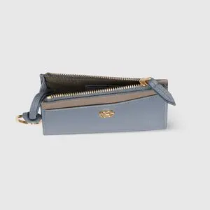 Gucci Bi-color Gg Marmont Zip Key Pouch Leather - Grey