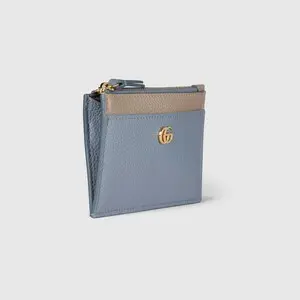 Gucci Bi-color Gg Marmont Zip Key Pouch Leather - Grey