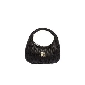 Miu Miu Wander Matelassé Nappa Leather Hobo Bag - Black