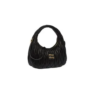 Miu Miu Wander Matelassé Nappa Leather Hobo Bag - Black