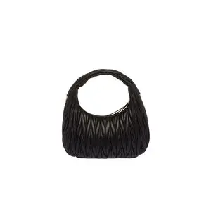 Miu Miu Wander Matelassé Nappa Leather Hobo Bag - Black