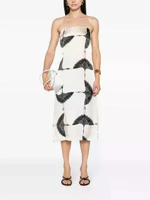 Khaite Sicily Crane-print Midi Dress
