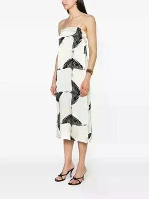 Khaite Sicily Crane-print Midi Dress
