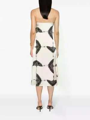 Khaite Sicily Crane-print Midi Dress