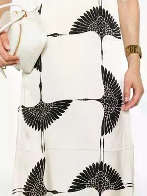 Khaite Sicily Crane-print Midi Dress
