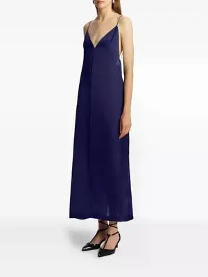 Khaite Tulula Satin Slip Maxi Dress - Blue