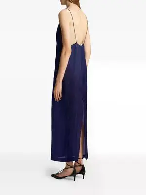 Khaite Tulula Satin Slip Maxi Dress - Blue