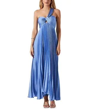 Astr The Label Rasya One Shoulder Pleated Maxi Dress