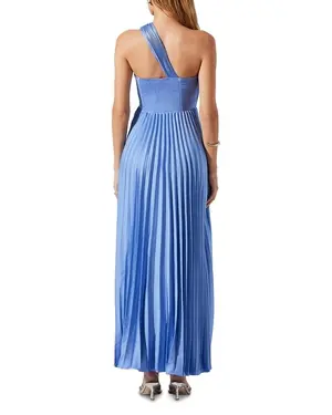 Astr The Label Rasya One Shoulder Pleated Maxi Dress