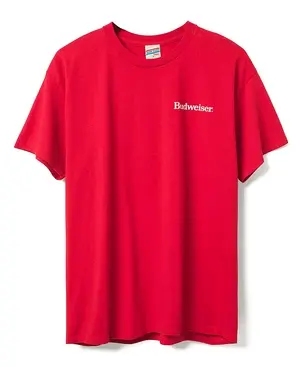 Junk Food Clothing Budweiser Label Flea Market Tee - Cherry Red