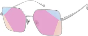 Zenni Geometric Full Rim Sunglasses Silver