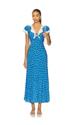 Rixo Amari Dress Polka Dot Maxi Dress With Lace Trim
