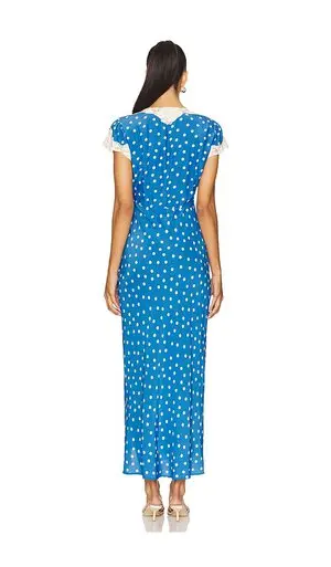 Rixo Amari Dress Polka Dot Maxi Dress With Lace Trim