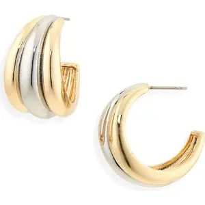 Baublebar Yvette Two-tone Hoop Earrings - Silver