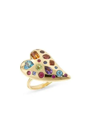 Ippolita Rock Candy Valentina Semiprecious Rainbow Heart Ring - Gold