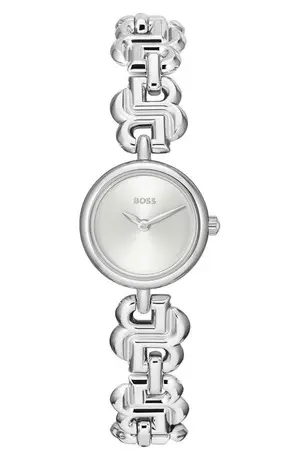 BOSS Double B Bangle Bracelet Watch - Silver White