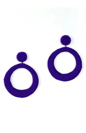 Deepa Gurnani Asta Beaded Hoop Drop Earrings - Cobalt