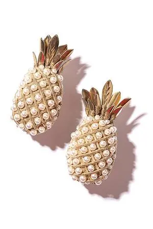 Deepa Gurnani Pineapple Clip-on Earrings - Gold
