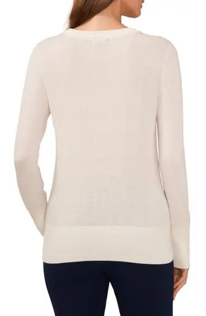 Halogen Button Cuff Crewneck Sweater - Antique White