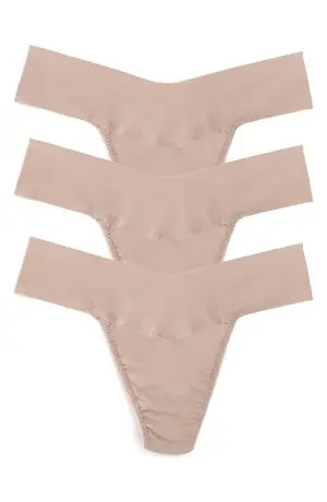 Hanky Panky Breathe Assorted 3-pack V-cut Thongs - Taupe