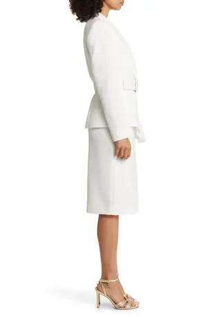 TAHARI ASL Belted Jacket And Skirt Set - Ivory