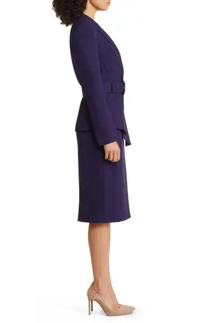 TAHARI ASL Belted Jacket And Skirt Set - Midnight Navy