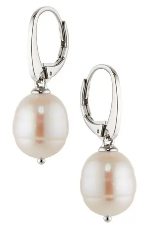 Nadri Freshwater Pearl Drop Earrings - Rhodium