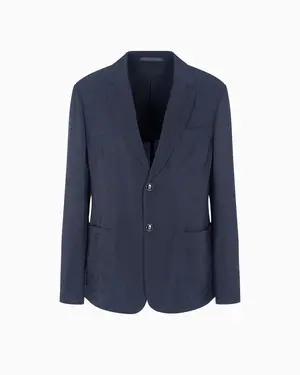 Giorgio Armani Single-breasted Jacquard Cupro Jacket - Blue