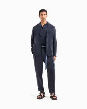 Giorgio Armani Single-breasted Jacquard Cupro Jacket - Blue
