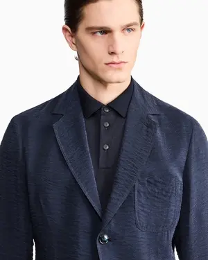 Giorgio Armani Single-breasted Jacquard Cupro Jacket