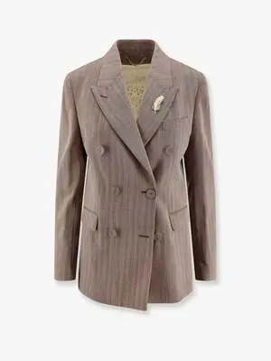 GOLDEN GOOSE Diva Herringbone Virgin Wool Blazer