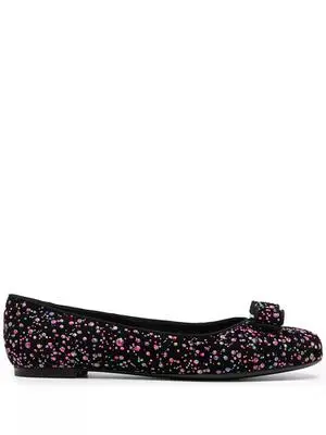 FERRAGAMO Varina Leather Ballerina Shoes - Black