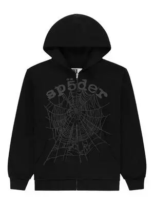 SP5DER Og Web V2 Phantom Zip-up Hoodie - Black
