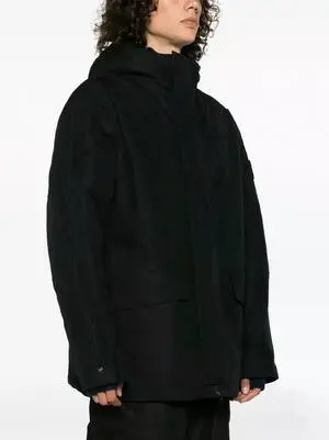 Stone Island Garment-dyed Cotton Hooded Jacket - Black