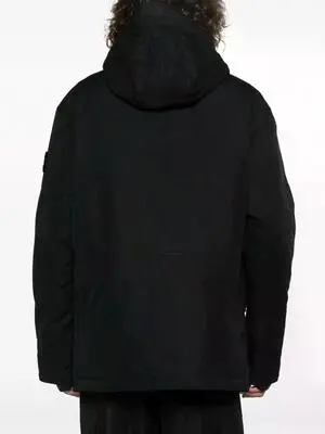Stone Island Garment-dyed Cotton Hooded Jacket - Black