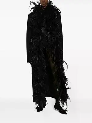 Dolce & Gabbana Feather-trim Double-breasted Coat