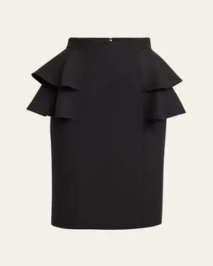 Valentino Garavani Tiered Peplum Midi Skirt - Black