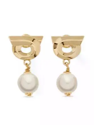 FERRAGAMO Faux-pearl Gancini Earrings - Gold