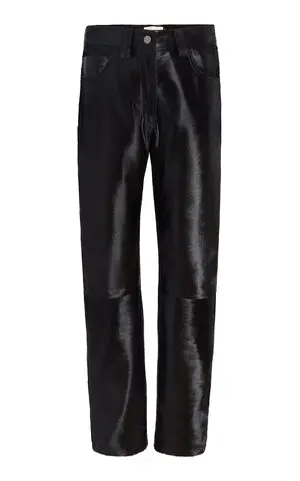 KHAITE Callum Mid-Rise Haircalf Straight-Leg Pants